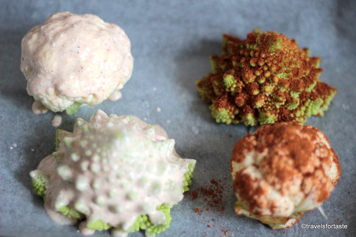 Roasted mini Romanesque cauliflower with dukkah yoghurt dip - Travels ...