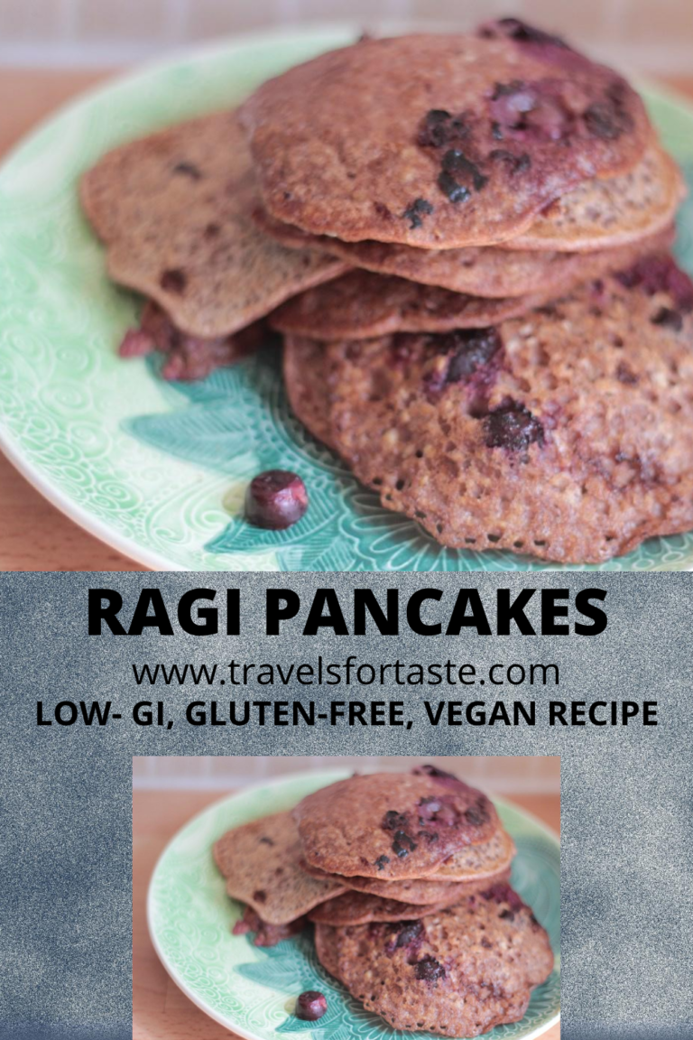 Ragi Pancakes with blueberries (Finger Millet) - Travels for Taste